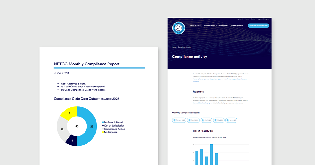 NETCC | New Energy Tech Approved Sellers | Compliance activity