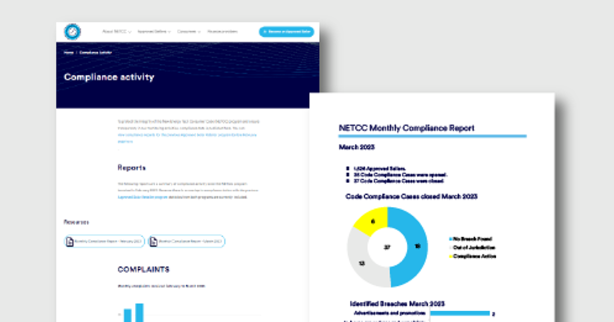 NETCC | New Energy Tech Approved Sellers | Compliance activity